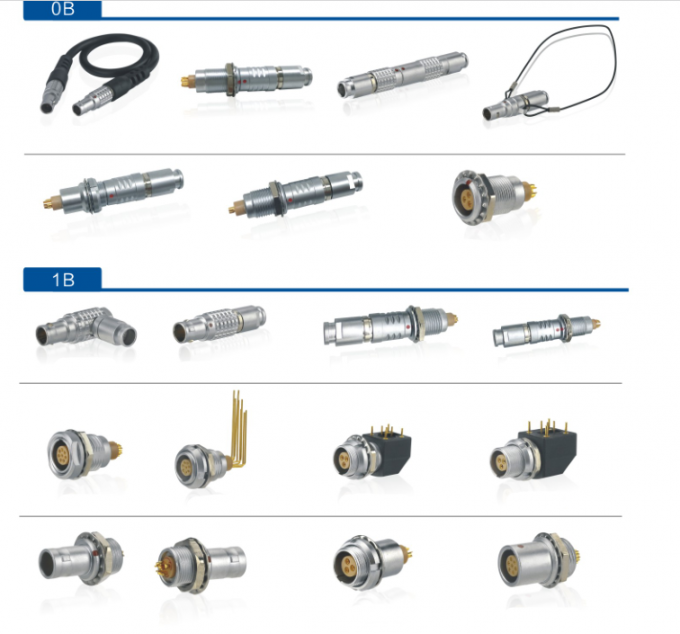 Lemo Push Pull Connectors แบบต่อเนื่อง 1B 6 ขาเชื่อมต่อ Lemo Compatible ...